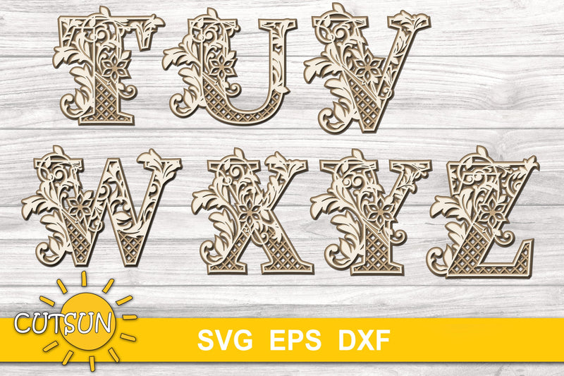 3D Alphabet Layered Mandala SVG Bundle 26 letters - So Fontsy