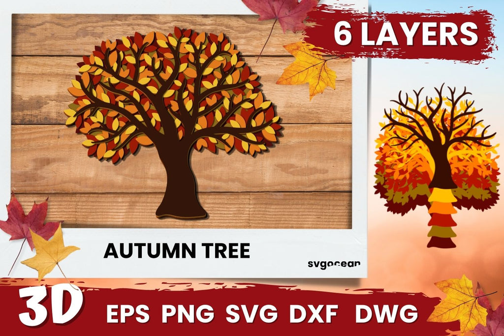 3D Autumn Tree SVG - So Fontsy