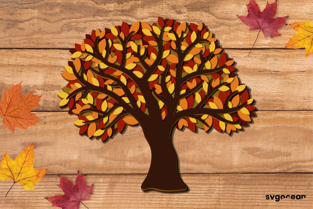 3D Autumn Tree SVG - So Fontsy