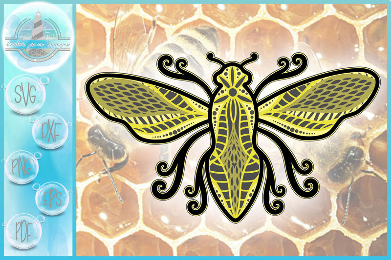 3D Bee Mandala Multi Layered Mandala SVG - So Fontsy