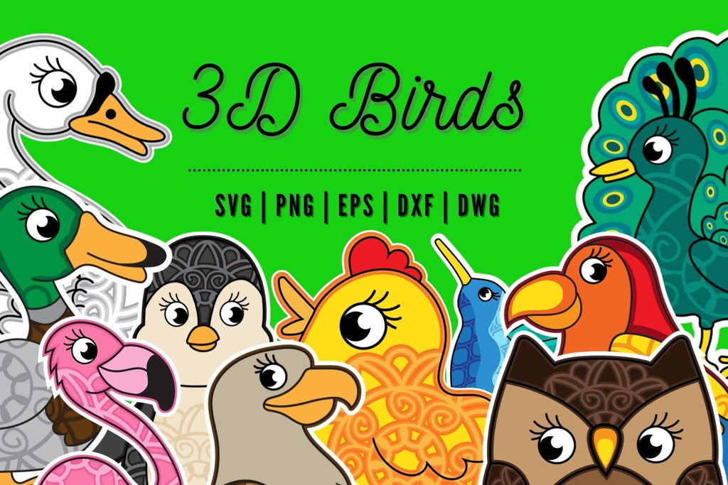 3D Birds SVG Bundle - So Fontsy