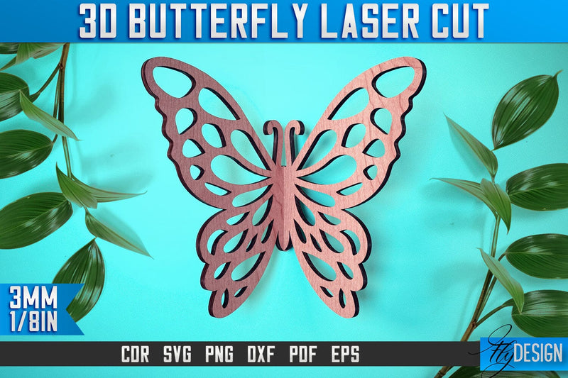 3D Butterfly Laser Cut SVG | Butterfly Laser Cut SVG Design | CNC File ...