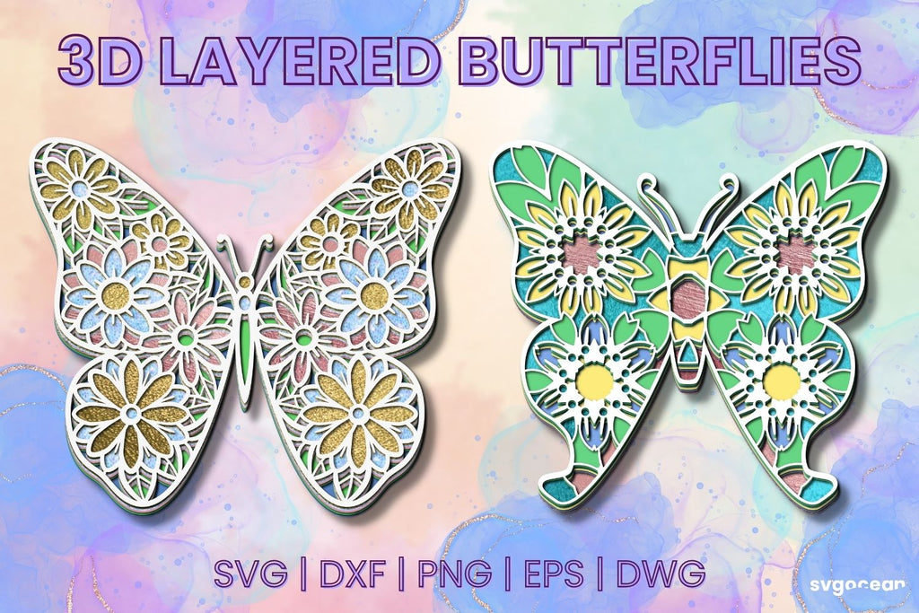 3D Butterfly SVG Bundle - So Fontsy
