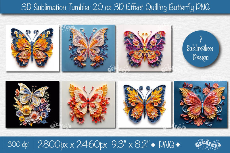 3d Butterfly tumbler wrap Bundle Butterfly 3d sublimation tumbler ...