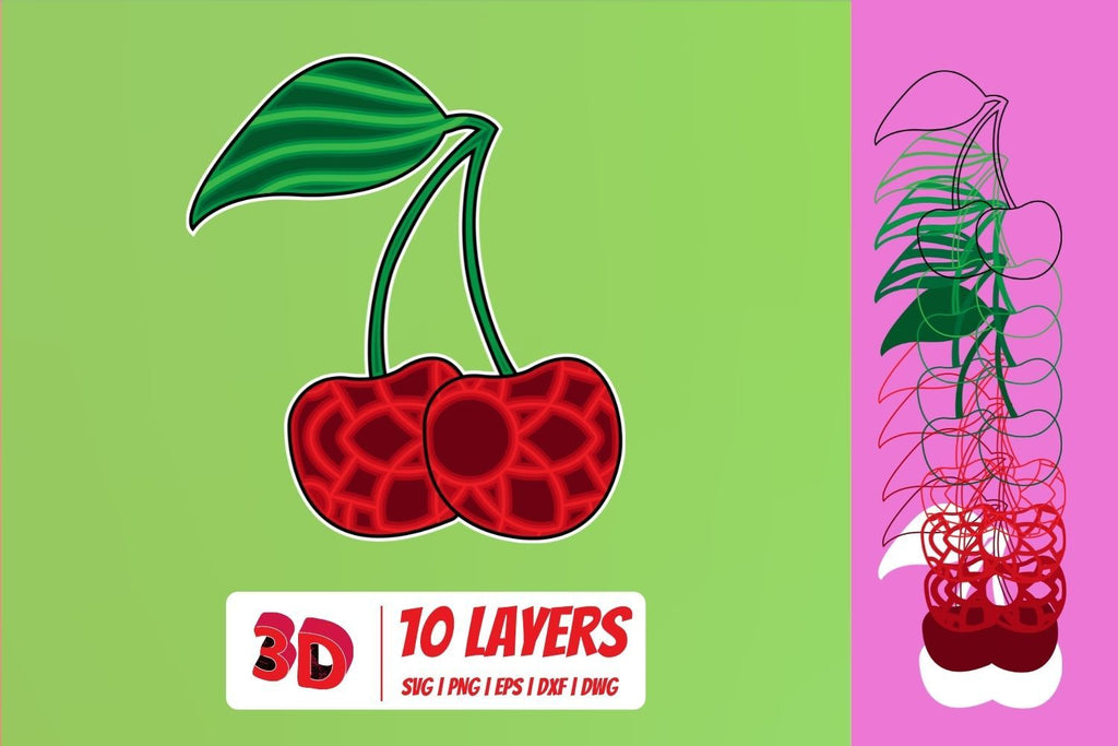 3D Cherry SVG Cut File - So Fontsy