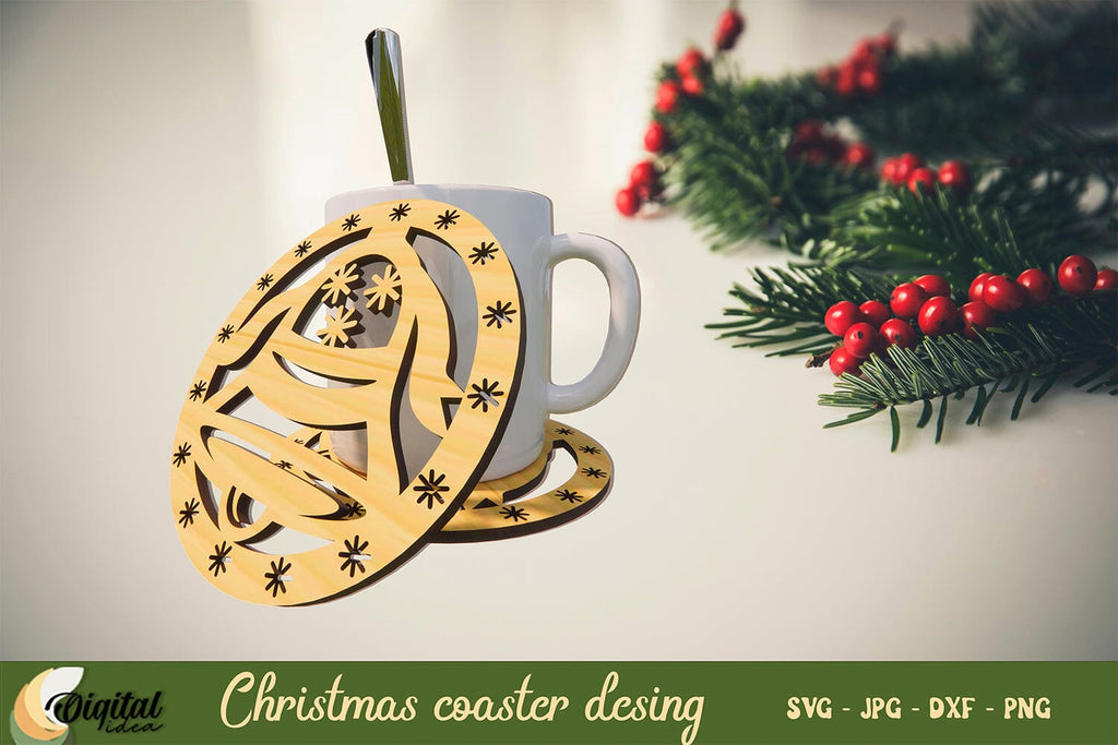 3D Christmas Decoration. 3D Christmas Cup Holder Laser Cut. - So Fontsy