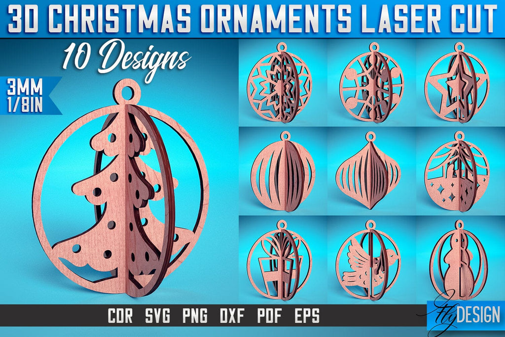 3D Christmas Ornaments Laser Cut SVG | Christmas Ornaments Laser Cut ...