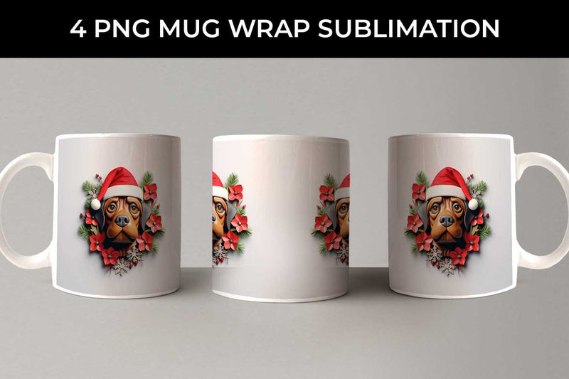 3D Christmas Rottweiler Dog Mug Wrap Sublimation PNG Bundle Free For ...