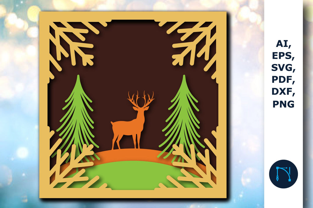 3D Christmas Shadow Box SVG cut file - So Fontsy