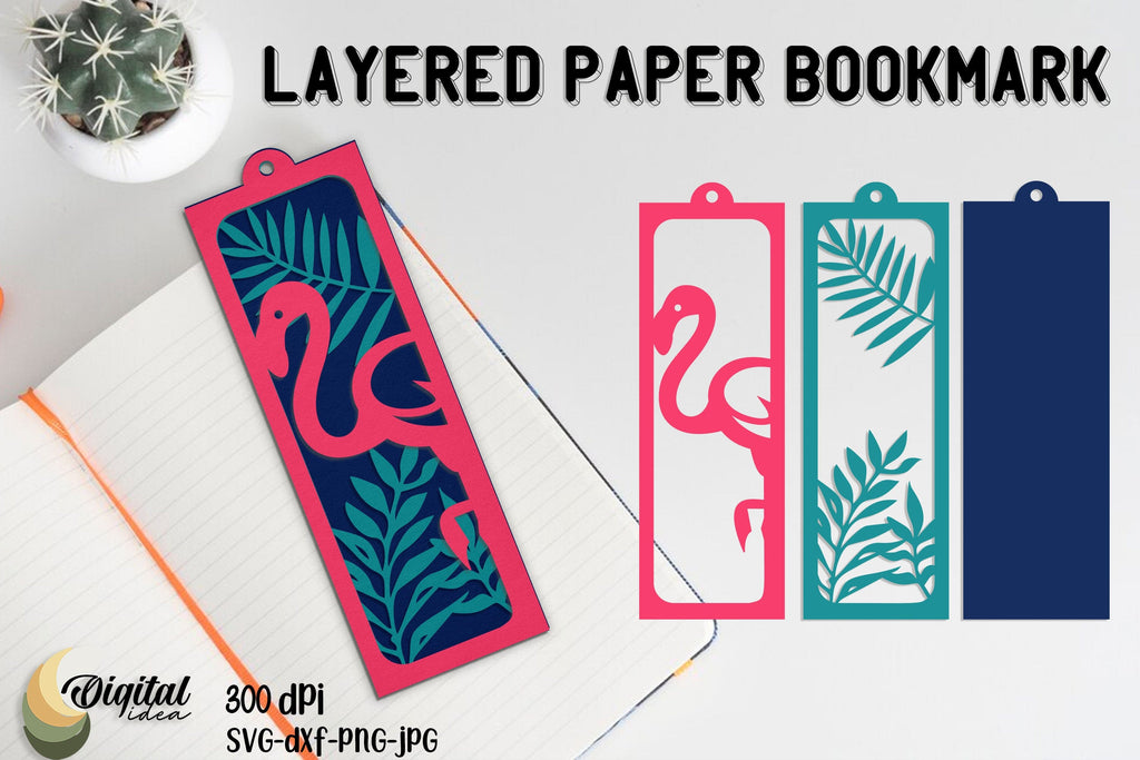 Cute Printable Bookmark Paper Cut. Layered Paper Bookmark - So Fontsy