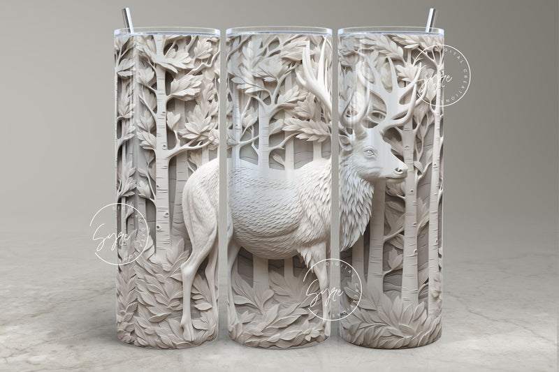 3D Elk Tumbler, Hunting Tumbler Wrap, 20 oz Skinny Tumbler Sublimation, Spring Tumbler, Plaster ...