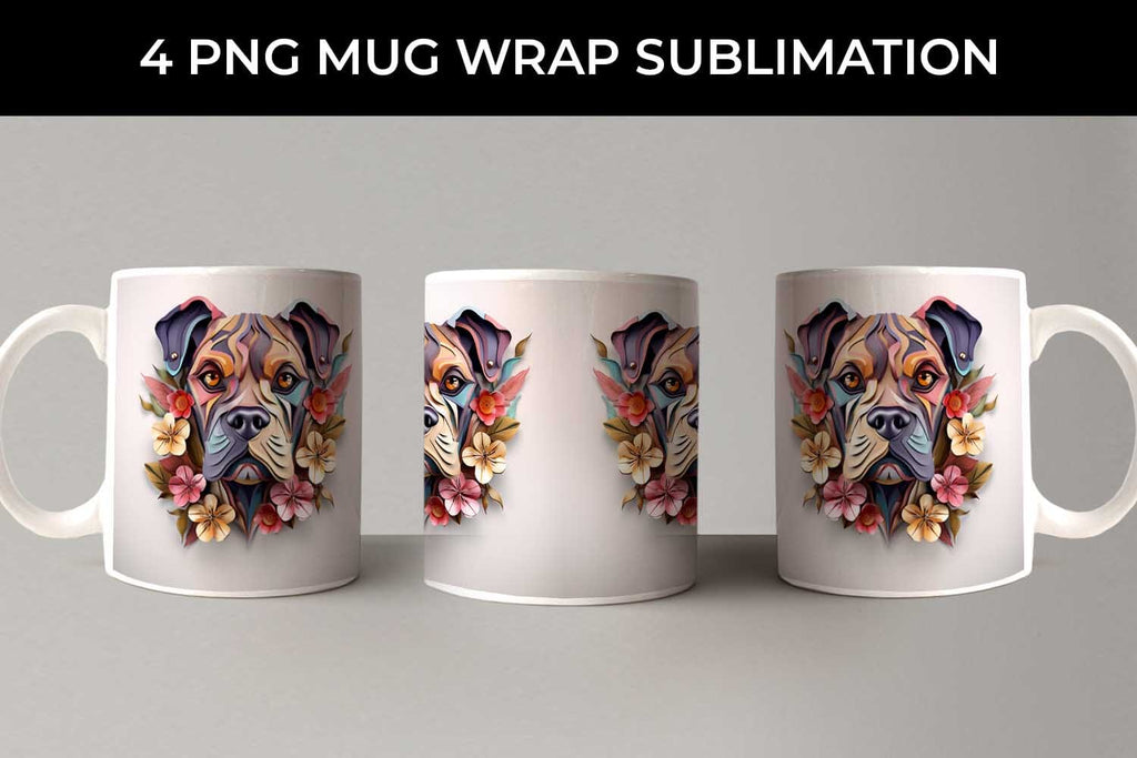 3D Floral Fantasy Boxer Mug Sublimation PNG Bundle Free For Commercial ...
