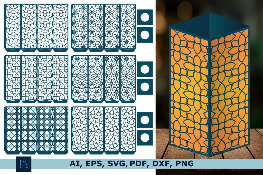 3d floral pattern Lantern SVG bundle - So Fontsy