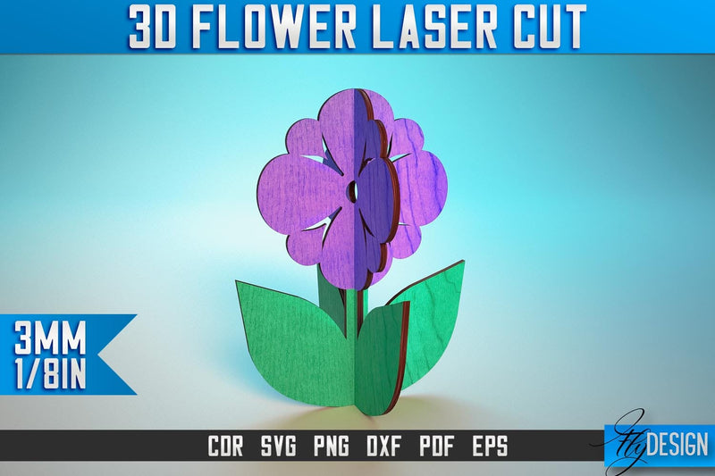 3D Flower Laser Cut SVG | Flower SVG Design | CNC Files - So Fontsy