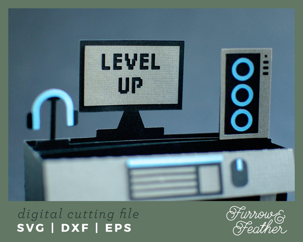 3D Gamer Computer Box Card - So Fontsy