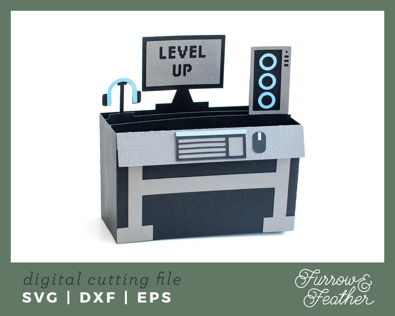 3D Gamer Computer Box Card - So Fontsy