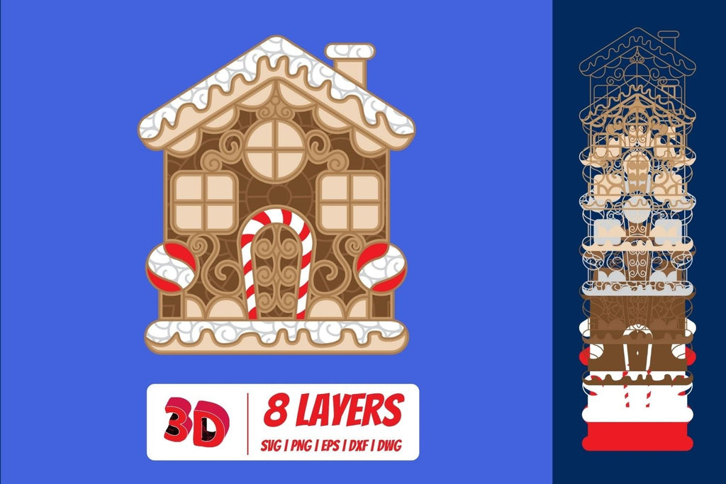 3D Gingerbread House SVG Bundle - So Fontsy