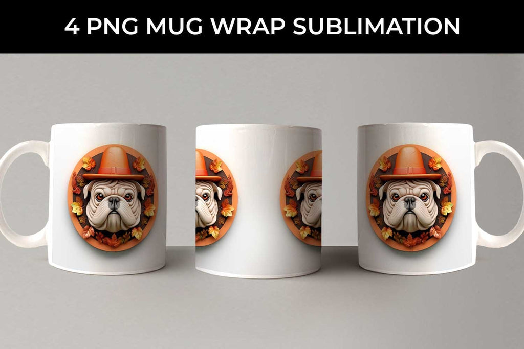 3D Halloween Bulldog Dog Mug Wrap Sublimation PNG Bundle Free For ...