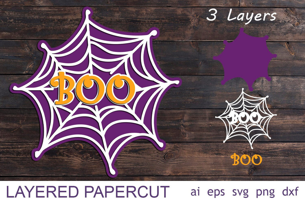 3d halloween layered decor, Boo door sign with spider web, Papercut ...