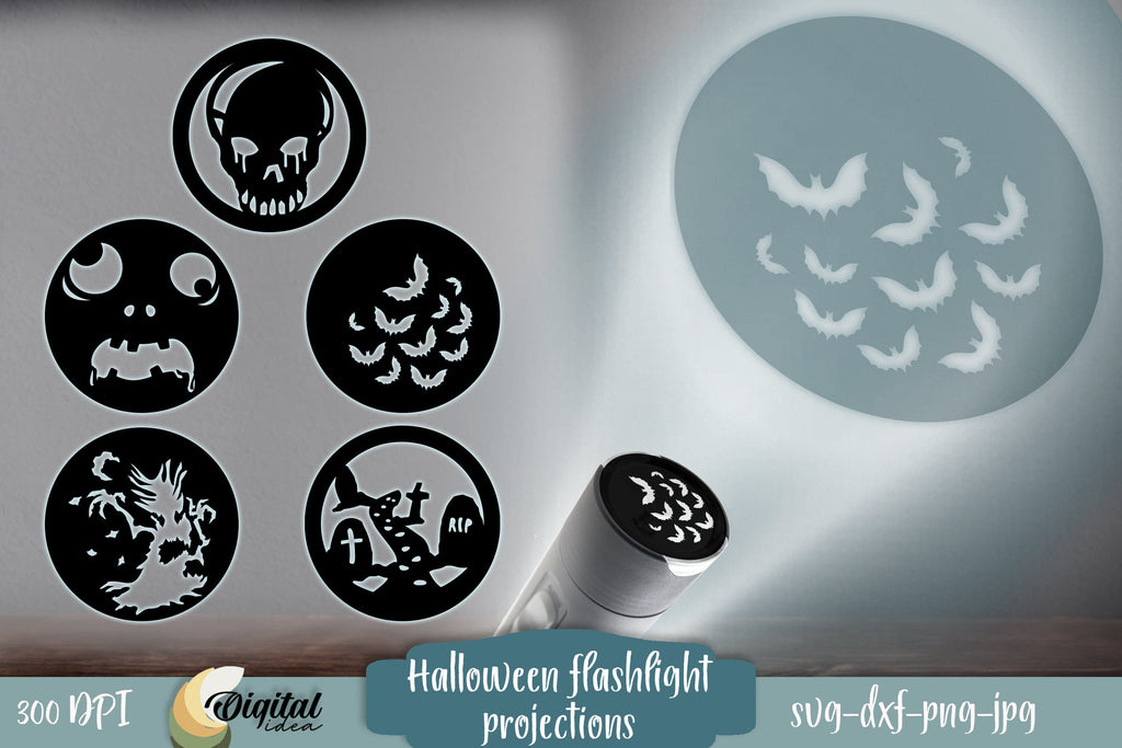 3D Halloween Paper Cut. Halloween Flashlight Projections. - So Fontsy