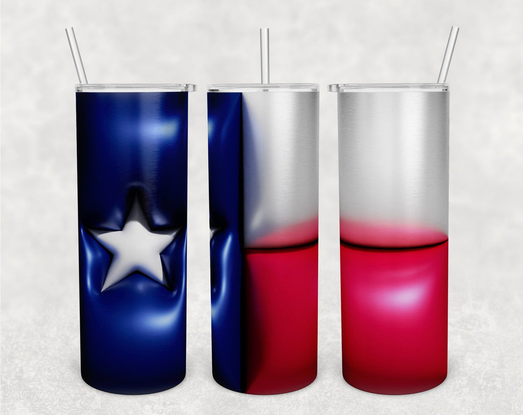 3D Inflated Texas Flag Tumbler Wrap, 20oz Skinny Tumbler Sublimation ...