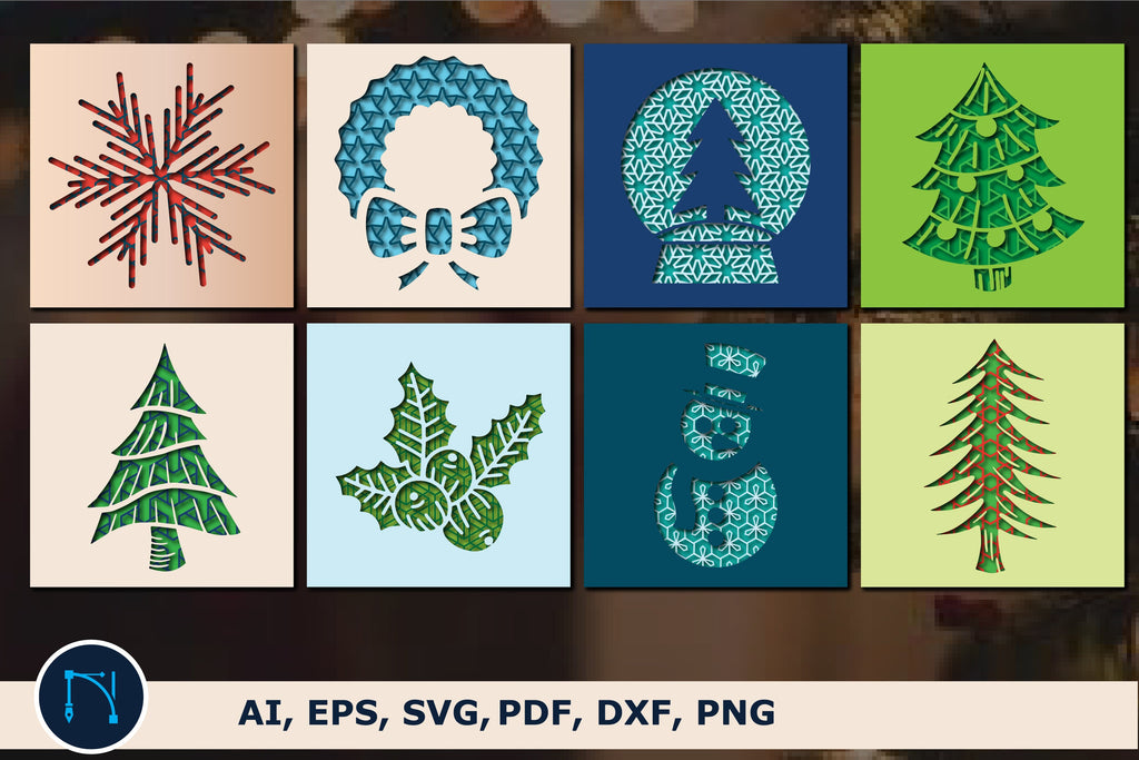 3D layer Christmas element SVG bundle - So Fontsy