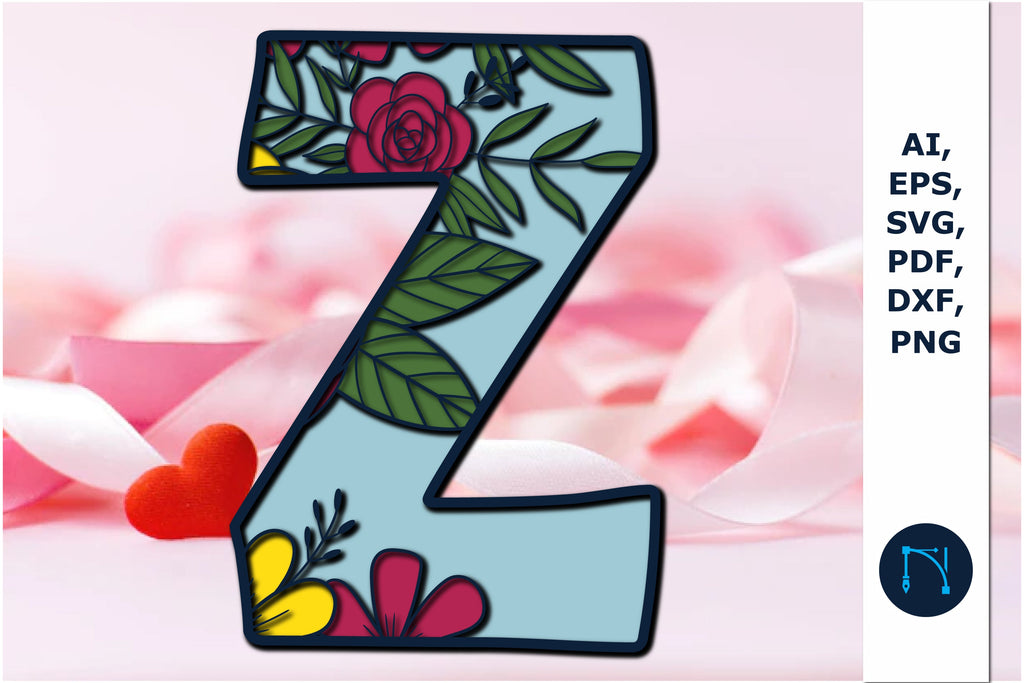 3d layer floral alphabet Z laser cut svg - So Fontsy