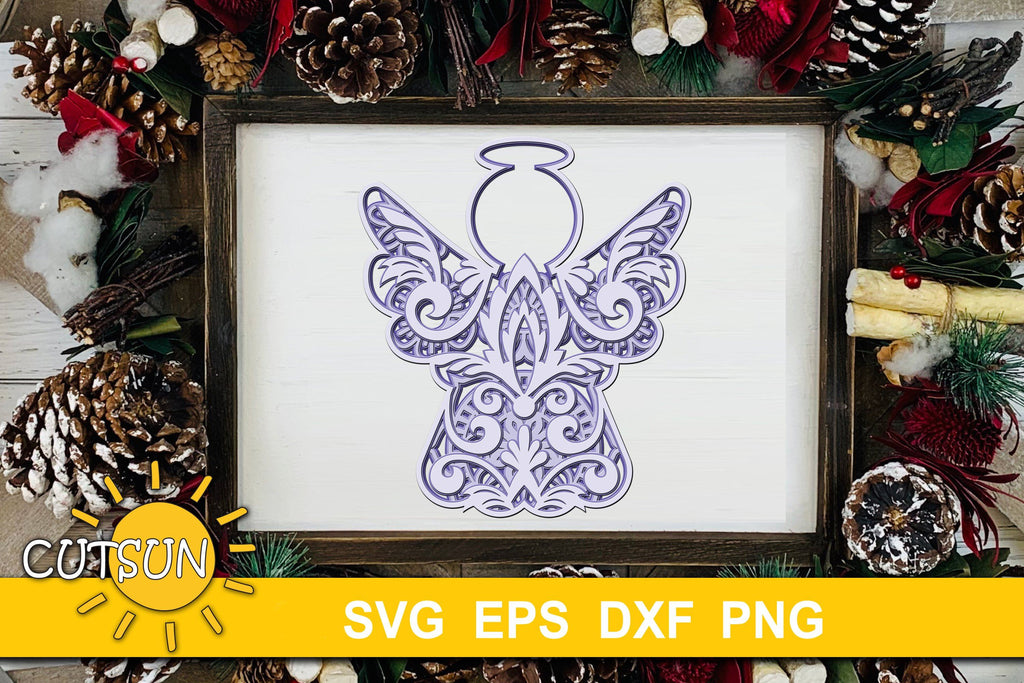 3D Layered Angel SVG | 3D Layered Christmas Angel SVG - So Fontsy