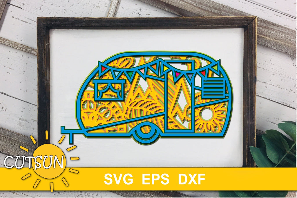 3D Layered Camper Mandala cut file for crafters 5 layers - So Fontsy