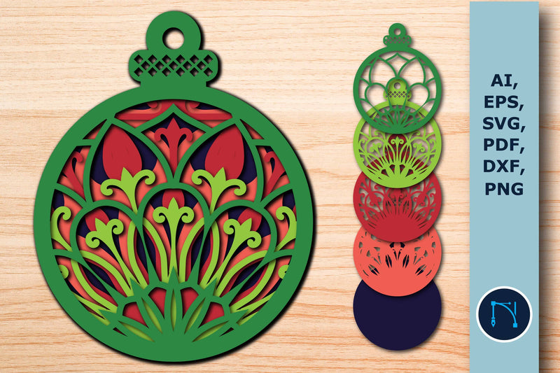 3D Layered Christmas Ornaments SVG - So Fontsy