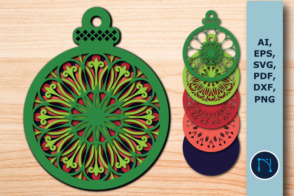 3D Layered Christmas Ornaments SVG - So Fontsy
