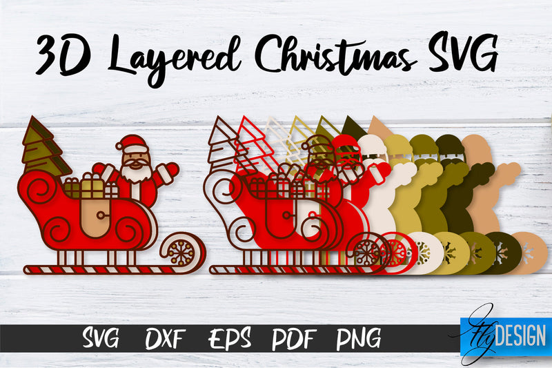 3D Layered Christmas SVG Bundle | Christmas Design | Multilayered SVG ...
