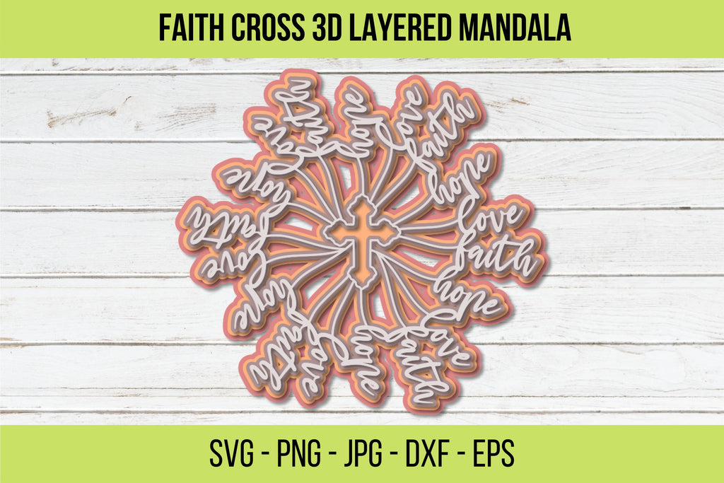 3D Layered Cross Mandala, Faith Cross Mandala Svg, Christian Svg files ...