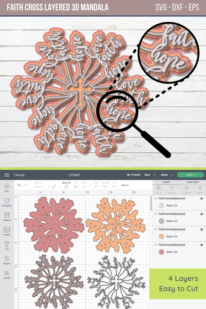 3D Layered Cross Mandala, Faith Cross Mandala Svg, Christian Svg files ...