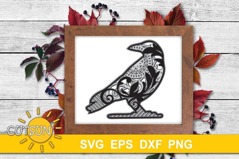 3D Layered Crow Mandala SVG - So Fontsy
