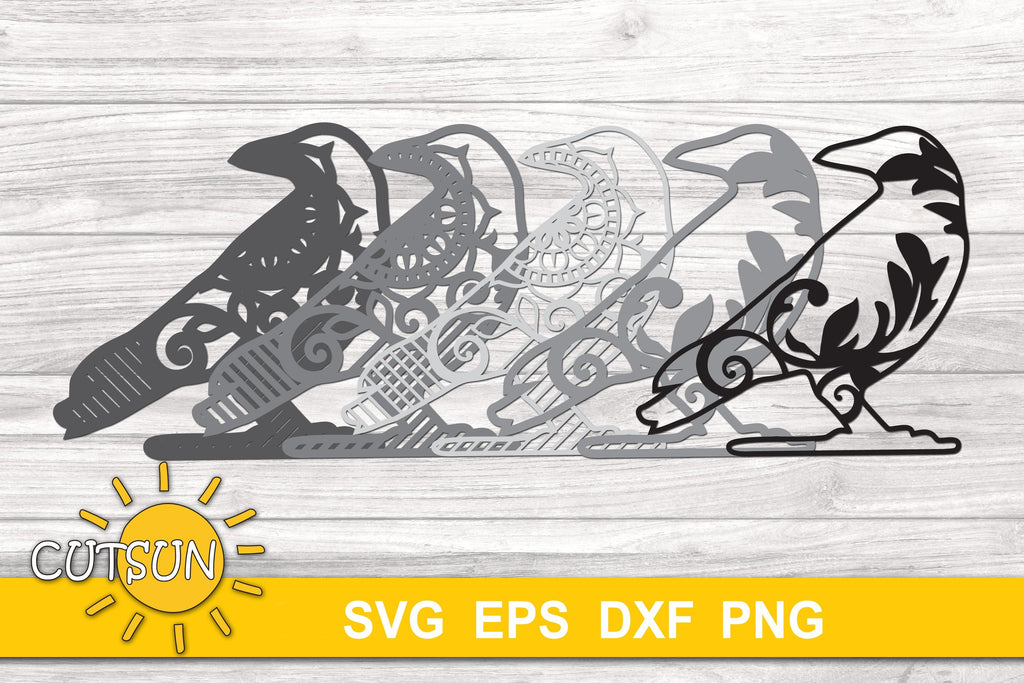 3D Layered Crow Mandala SVG - So Fontsy