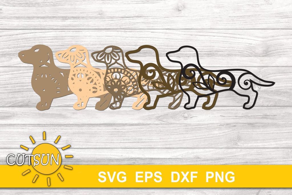 3D Layered Dog Dachshund SVG - So Fontsy