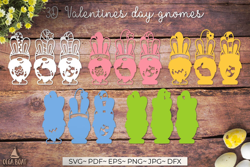 3d layered easter gnome | Bunny gnome svg - So Fontsy