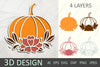 3d layered fall pumpkin with flowers, Thanksgiving decor paper cut - So ...