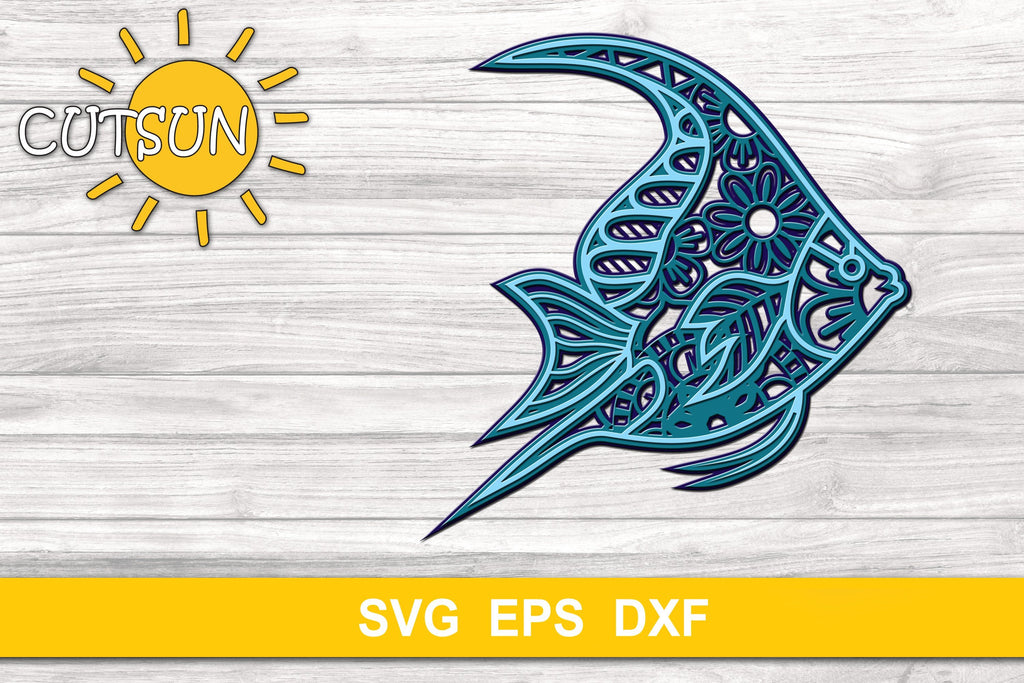 3D Layered Fish Mandala cut file for crafters 3 layers - So Fontsy