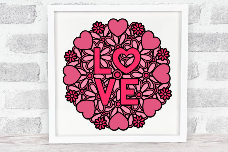 3D Layered Floral Heart Mandala SVG, Valentines Day SVG, Love cut file ...