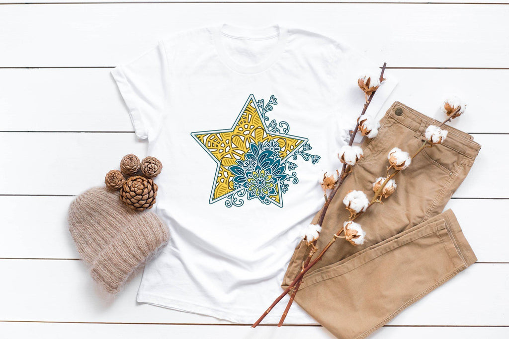 3D Layered Floral Star SVG, Celestial SVG, Star Mandala SVG, 6 Layers ...