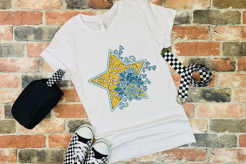 3D Layered Floral Star SVG, Celestial SVG, Star Mandala SVG, 6 Layers ...