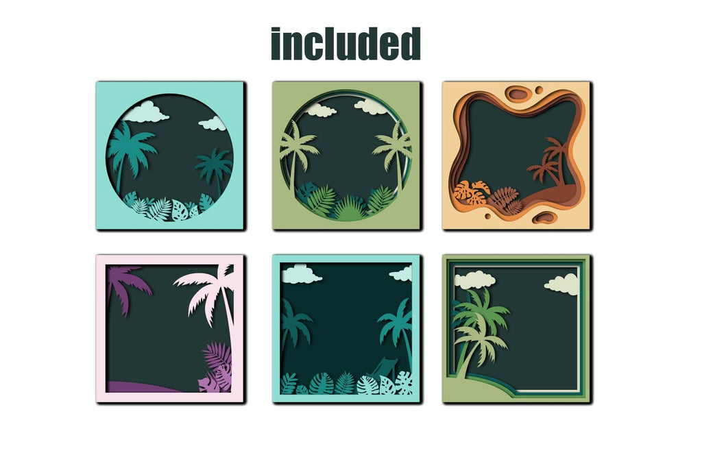 3d layered frame Tropical Beach - So Fontsy