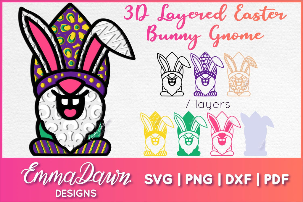 3D Layered Gnome SVG | Easter Bunny Gnome SVG - So Fontsy