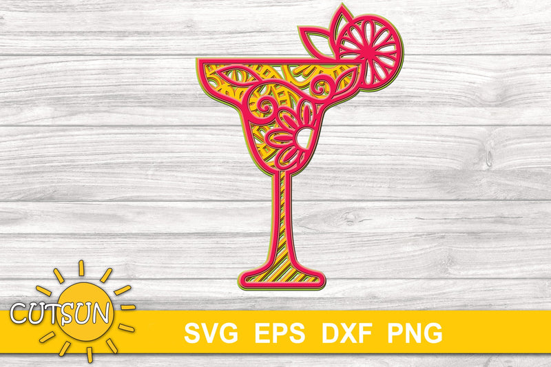 3D Layered Mandala Cocktail SVG cut file 5 layers | 1 - So Fontsy