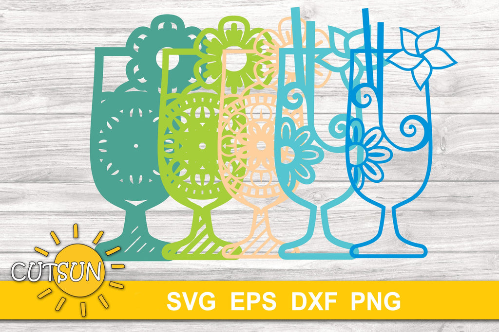 3D Layered Mandala Cocktail SVG cut file 5 layers | 2 - So Fontsy