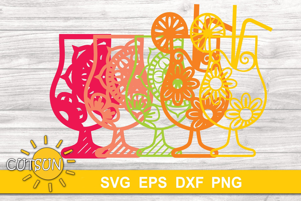 3D Layered Mandala Cocktail SVG cut file 5 layers | 3 - So Fontsy
