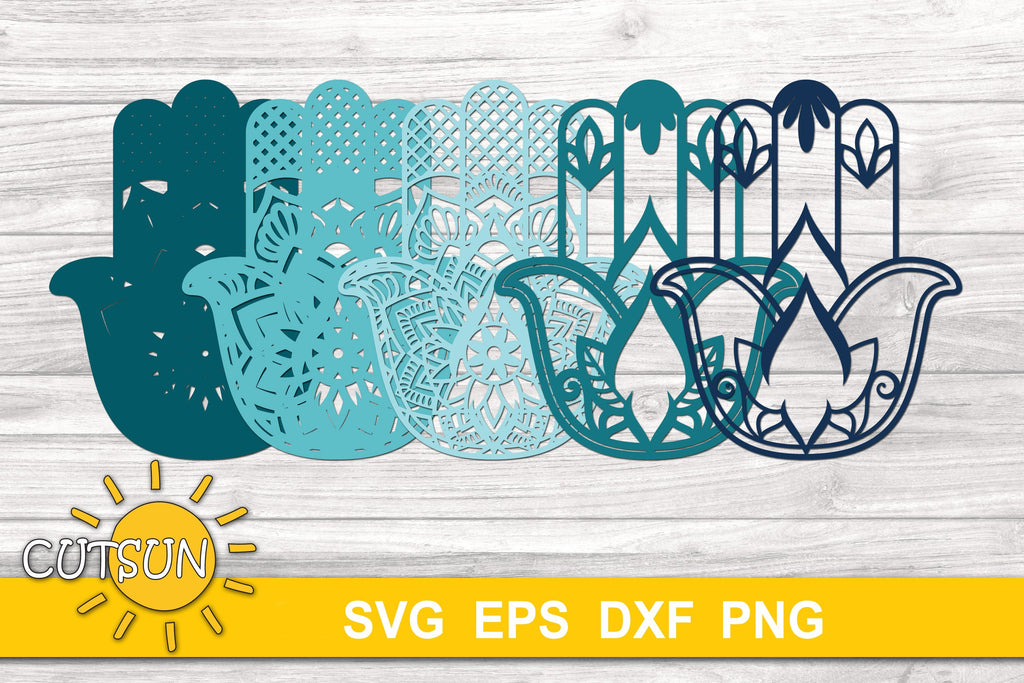 3D Layered Mandala Hamsa hand SVG - 5 layers - So Fontsy