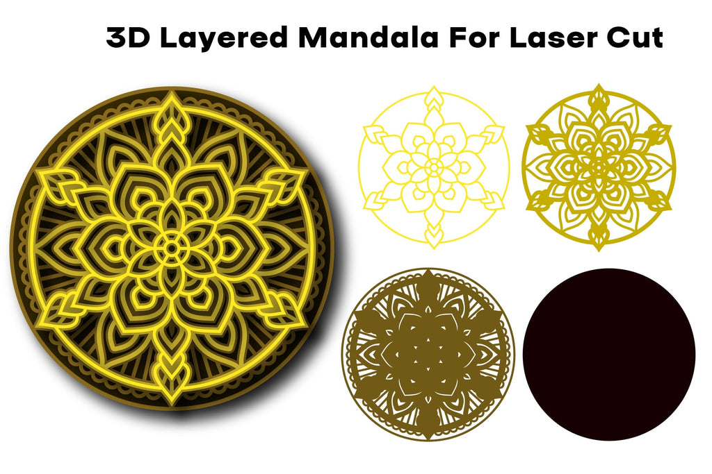 3D Layered Mandala SVG files for Laser Cut, Cricut - So Fontsy
